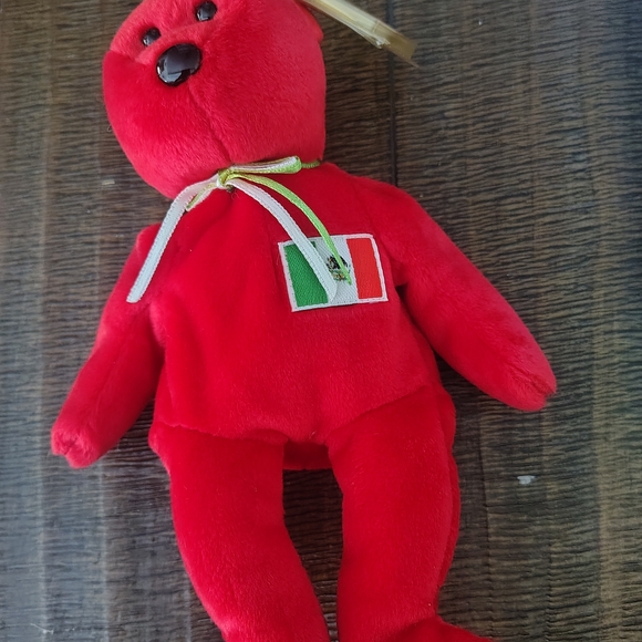 Other | Vibrant Red Plush Toy With Flag Accent Osito | Poshmark